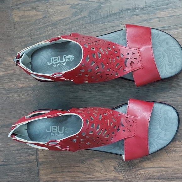 JBU | Shoes | New Jbu Red Vegan Leather Sandals | Poshmark
